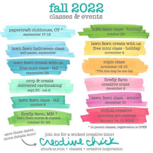 Upcoming classes & events, Fall 2022 {creative chick}