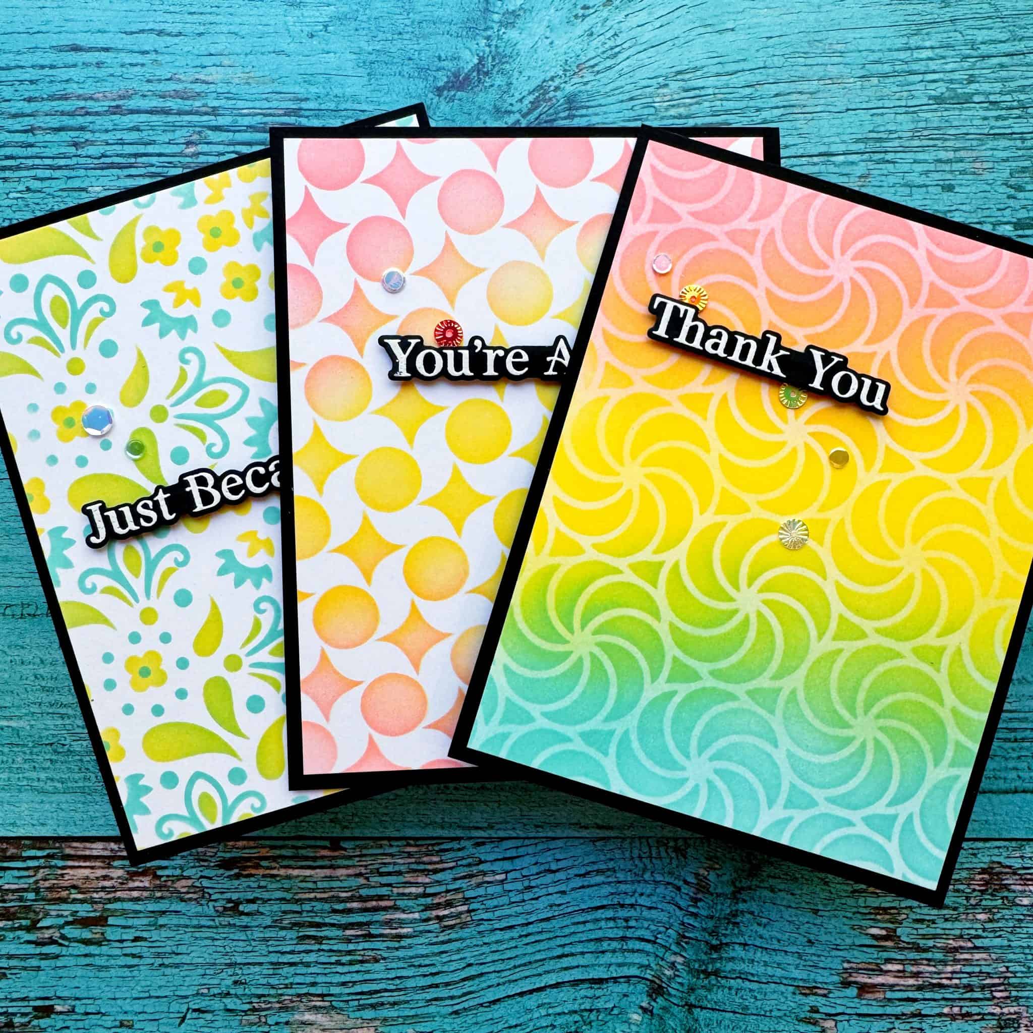 Quick cards with stencils and sentiments {creative chick}